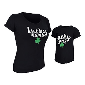 Unique Baby Girls Lucky Mama St Patrick Day Mommy and Me Scoop Neck Shirt (3t) Green