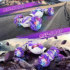 AEROQUEST Gesture RC Car Hand Controlled Stunt Car for 6-12 yr Boys Girls, 4WD 2.4GHz Remote Control Gesture Sensor Toy Cars Drift Twist Car with Light Music for Ages 8-13 Kids Birthday Xmas Gift