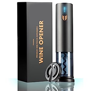 VINABON Electric Wine Opener - Premium 2025 Rechargeable Wine Bottle Opener Corkscrew with Foil Cutter, One-Touch Automatic Operation & LED Lights. Includes Wine Guide eBook