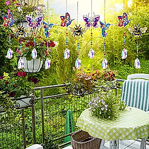 4 Pcs Diamond Painting Kits 5D Diamond Painting Suncatcher Double Sided DIY Wind Chime Kit Diamond Art for Kids Butterfly Bee Hummingbird Ornament for Adults Kids Home Garden Supplies (Cute Style)