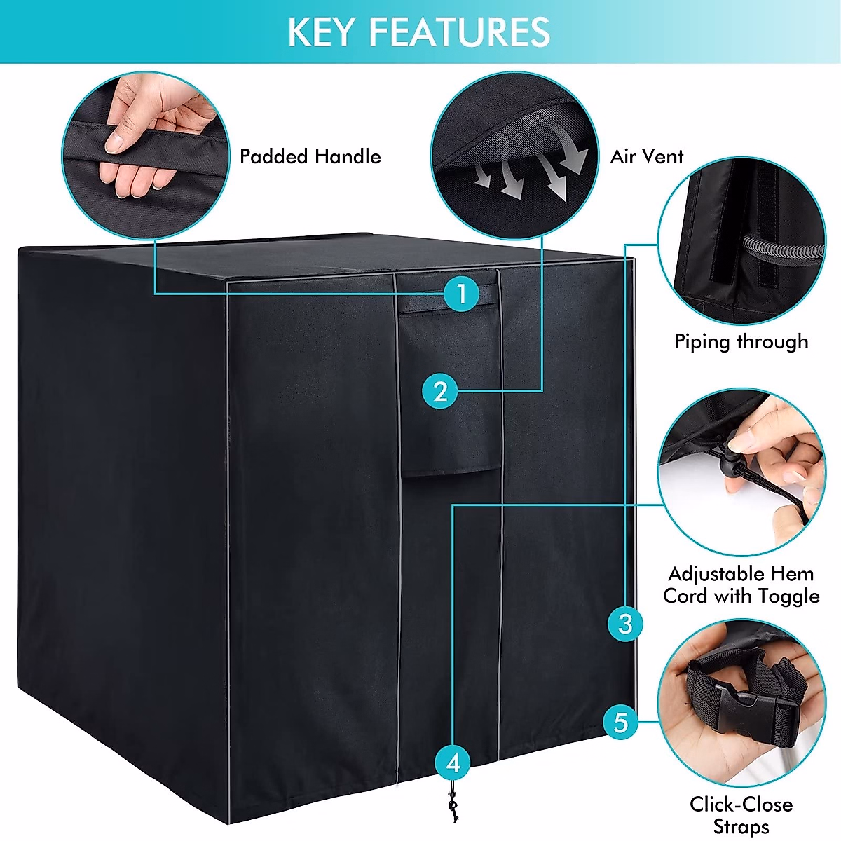 WLEAFJ Air Conditioner Cover for Outside Units, Heavy Duty AC Unit Cover Outdoor for Winter Fits up to 26 x 26 x 32 inches