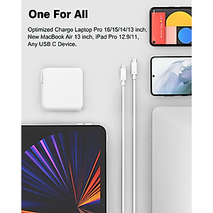 Charger for MacBook Pro 10FT, 96W USB C Charger Power Adapter for MacBook Pro 16, 15, 14, 13 inch 2023, 2022 2021, 2020, 2019, M1 M2 MacBook Air, LED, 5A USB-C Cable Charging as Fast as MagSafe 3