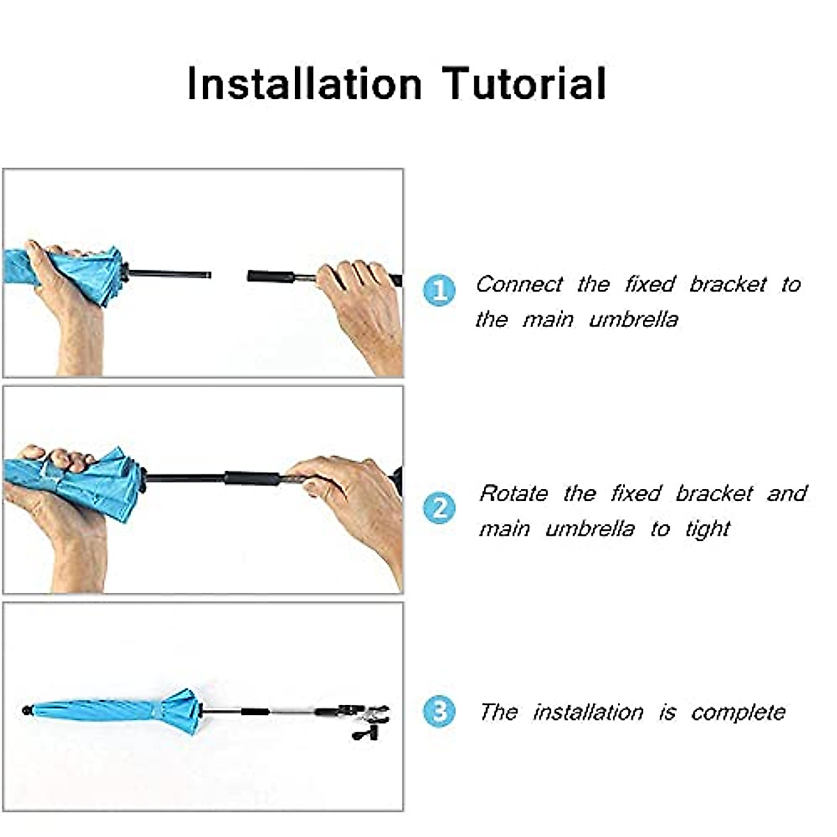 Baby Stroller Parasol, Universal Umbrella with Clamp, 360 Degree Adjustable UV Protection Stroller Sun Shade, Waterproof Umbrella for Trolley, Bike, Wheelchair, Beach Chair