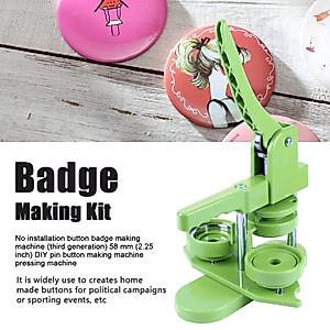 Installation-Free Button Badge Maker Machine, 58mm (2.25in) DIY Badge Pin Maker Machine Kit with 100pcs Badge Parts/Pic/Circle Cutter/Magic Book
