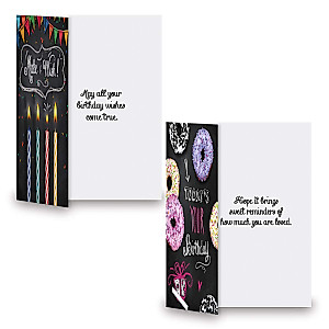 Current Bright Blackboard Birthday Greeting Card Value Pack – Set of 18 (9 Designs), Large 5 x 7 inches, Envelopes Included