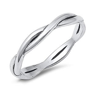 Simple Twist Ring New .925 Sterling Silver Band Size 10