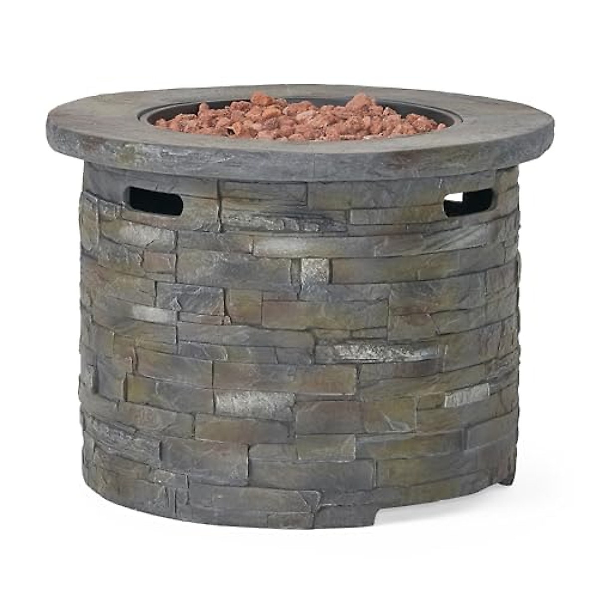 Christopher Knight Home Blaeberry Outdoor Circular Firepit, Natural Stone Finish