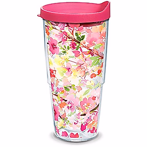 Tervis Yao Cheng - Sakura Floral Made in USA Double Walled Insulated Tumbler Cup Keeps Drinks Cold & Hot, 24oz, Classic