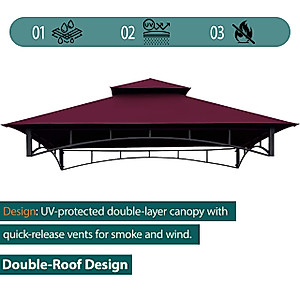 Grill Gazebo Replacement Canopy Roof, 5'x8' Outdoor BBQ Gazebo Top