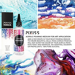 Floetrol Pouring Medium for Acrylic Paint - Flood Floetrol Additive and Pixiss Acrylic Pouring Oil - Perfect Flow 100% Pure High Grade Silicone (100ml/3.3-Ounce)