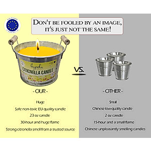 HYOOLA Large Citronella Candles Outdoor Bucket - 30 Hour - Natural Repellent - European Made
