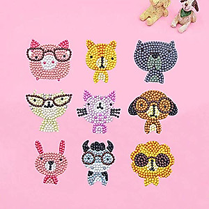 KACOLOR 33 Pieces 5D Animal Diamond Painting Stickers Diamond Art Mosaic Painting Stickers Kits (212224)