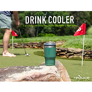 Reduce 14oz 4 pack Beverage and Drink Cooler, Vacuum Insulated Stainless Steel, Can insulator, Coozie for Beer, Soda, Energy Drinks, On-the-Go Multi-Color Can Coolers.Pink Cotton, Glacier, Dark Web