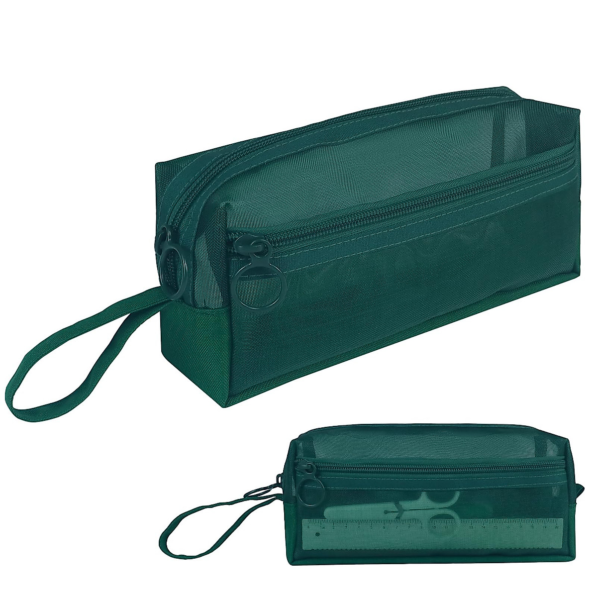 Moyad Grid Mesh Pencil Pen Case Large Capacity Pencil Pouch Stationery Organizer Pen Bag Clear Translucent Pencil Cases for Office, Work, Travel, Adults - Green