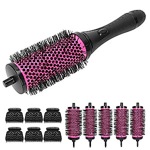 6PCS Round Hair Brush Set, Detachable Comb Barrels Blow Drying Barrel Hairbrush Curling Tool Set Round Thermal Brush Curling Brush Hairclips for Blowouts and Hairstyling