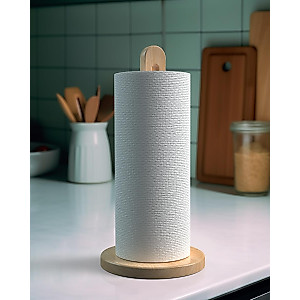 CHAUNCEY HOME Wooden Paper Towel Holder Stand for Jumbo Roll - Stylish Kitchen Paper Rack Bathroom Towel Roll Stand Organizer, Solid Wood Simply Standing Countertop Paper Roll Holder