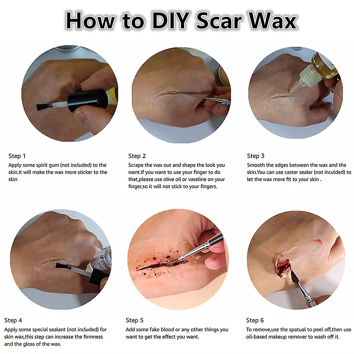 Go Ho Nose and Scar Wax(1.4 oz),Fake Molding Wound Skin Wax,Body Paint Fake Nose Stage Zombie Cosplay Costume SFX Makeup with Spatula,Makeup Special Effects For Halloween Festival & Party