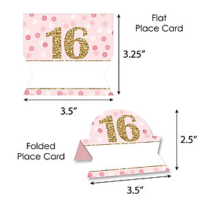 Big Dot of Happiness Sweet 16-16th Birthday Party Tent Buffet Card - Table Setting Name Place Cards - Set of 24