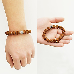 Authentic Rudraksha Mala 5face - Rudraksha bracelet(11mm)-Suitable for yoga, meditation and wearing - No chemical, wax and color treatment - Imported from Nepal