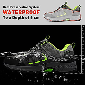 ODCKOI Waterproof Hiking Shoes for Men Lightweight Anti Slip Outdoor Hike Trekking Breathable Ankle Boots Camping Trail Shoes Gray Green