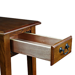 Leick Home 9037-MED One Drawer Swing Arm Lamp Side Table with Shelf, Medium Oak