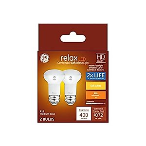 GE Relax 2-Pack 40 W Equivalent Dimmable Soft White R16 LED Light Fixture Light Bulb