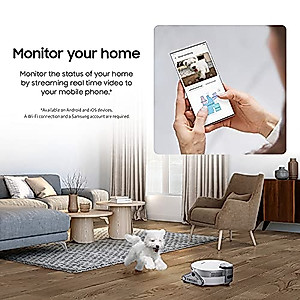 SAMSUNG Jet Bot AI+ Robot Vacuum Cleaner w/Object Recognition, Intelligent Cleaning, Clean Station, 5-Layer Filter, Touchless Dust Removal for Hardwood Floors, Carpets, VR50T95735W, White