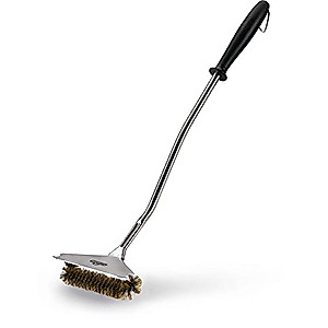 Napoleon BBQ Grill Accessory - Brass Bristle Wide Grill Brush - 62056 - Brass Bristle BBQ Brush, 18-inches (45.72 cm), Clean Cast Iron or Stainless Steel Barbecue Grill Grates