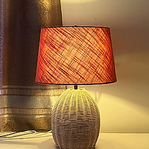 TOOTOO STAR 2 Pack Double 10x12x8" Fabric Natural Linen Cone Drum Hand Craft Medium Lamp Shade Set of 2, Lampshade for Floor Table Lamp, Spider (Set of 2, Rust Orange)