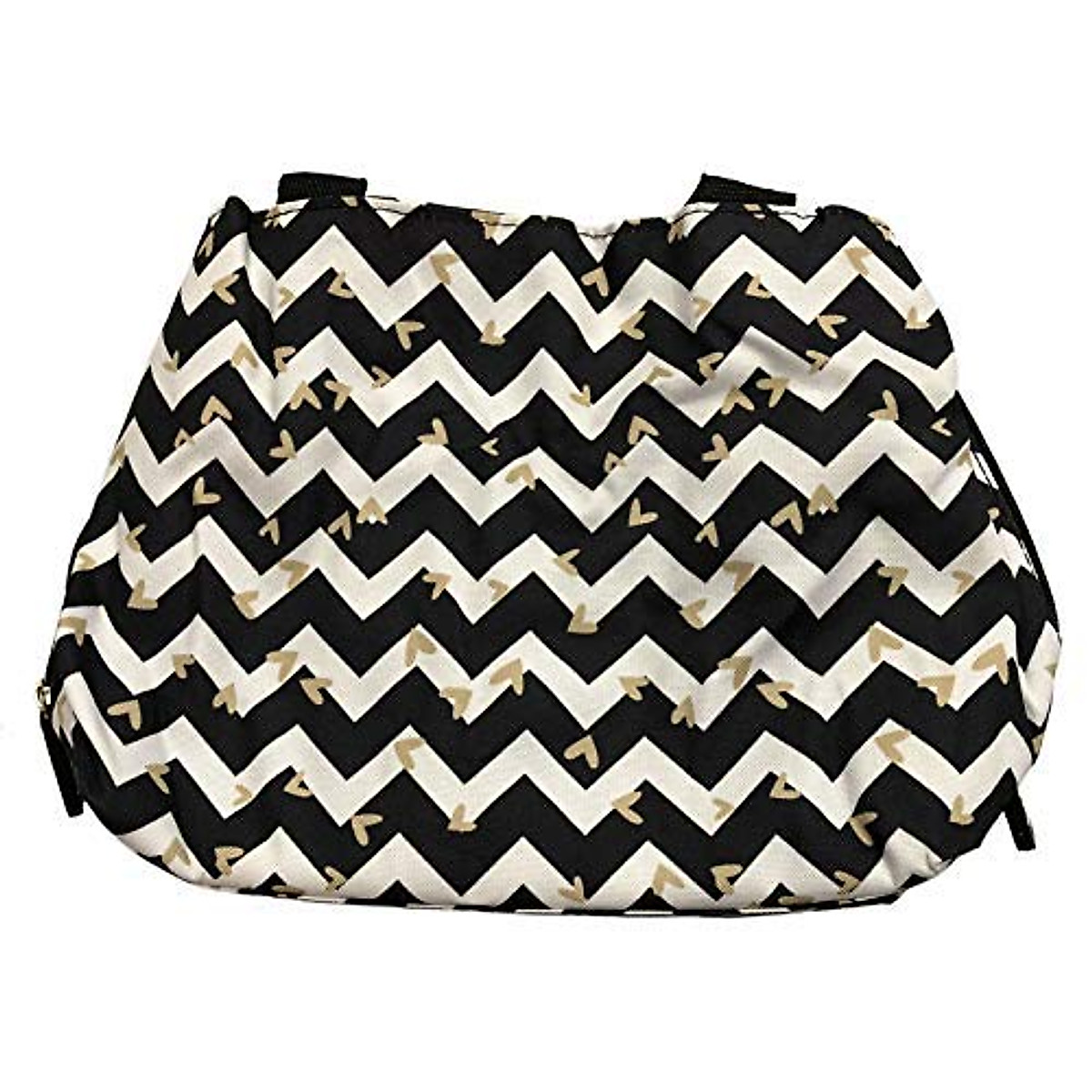 Nicole Miller of New York Insulated Waterproof Lunch Box Cooler Bag - 11" Lunch Tote (Black/White Chevron Heart)
