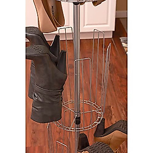 Household Essentials 2132-1 Metal 3-Tier Revolving Shoe and Boot Rack - Silver