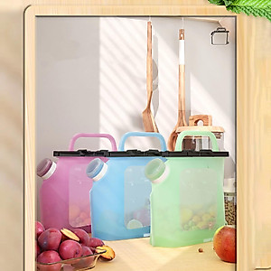 Reusable Silicone Food Storage Bag,100% BPA Free Retain Freshness Containers with Snap Fastener and Portable Hook，Sealing and High-Temperature Resistance for Grain, Fruit, Liquid