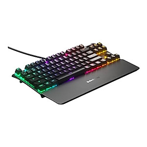 SteelSeries Apex 7 TKL Compact Mechanical Gaming Keyboard – OLED Smart Display – USB Passthrough and Media Controls – Tactile and Clicky – RGB Backlit (Blue Switch)
