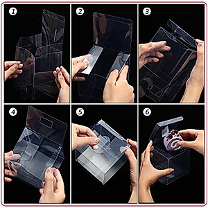 100 Pcs Clear Favor Boxes Plastic Gift Boxes 4 x 4 x 4 Inch Candy Boxes Clear Gift Boxes Transparent Box PET Clear Box for Wedding Bridal Baby Shower Party Favors Cupcake Macaron Candy Cookie Ornament