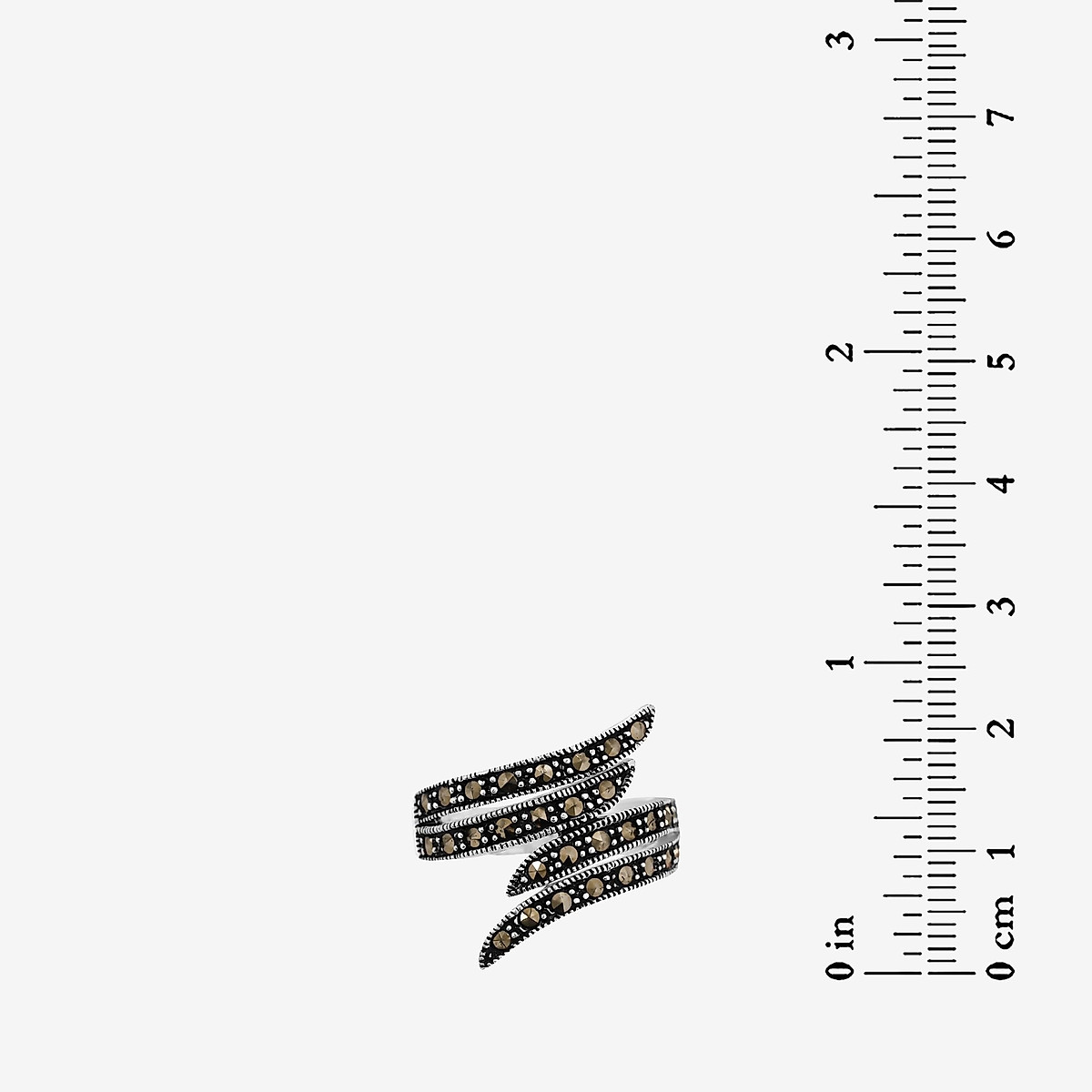 Sterling Silver Marcasite Bypass Ring, Size 8