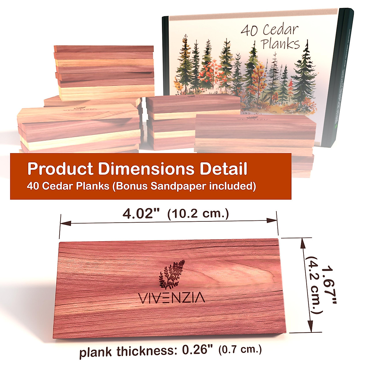 Vivenzia Cedar Blocks for Clothes Storage -40 Planks- Aromatic Cedar Blocks for Closet, Cedar Planks for Closets