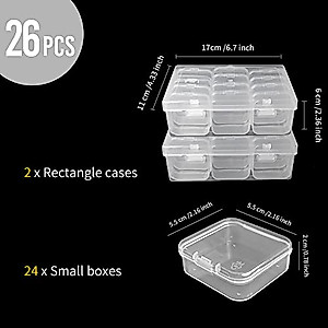 24 Pcs Small Bead Organizer, Dveda Clear Bead Storage Containers Plastic Storage Case with 2Pcs Rectangle Clear Craft Supply Cases for Small Beads Seed Storage