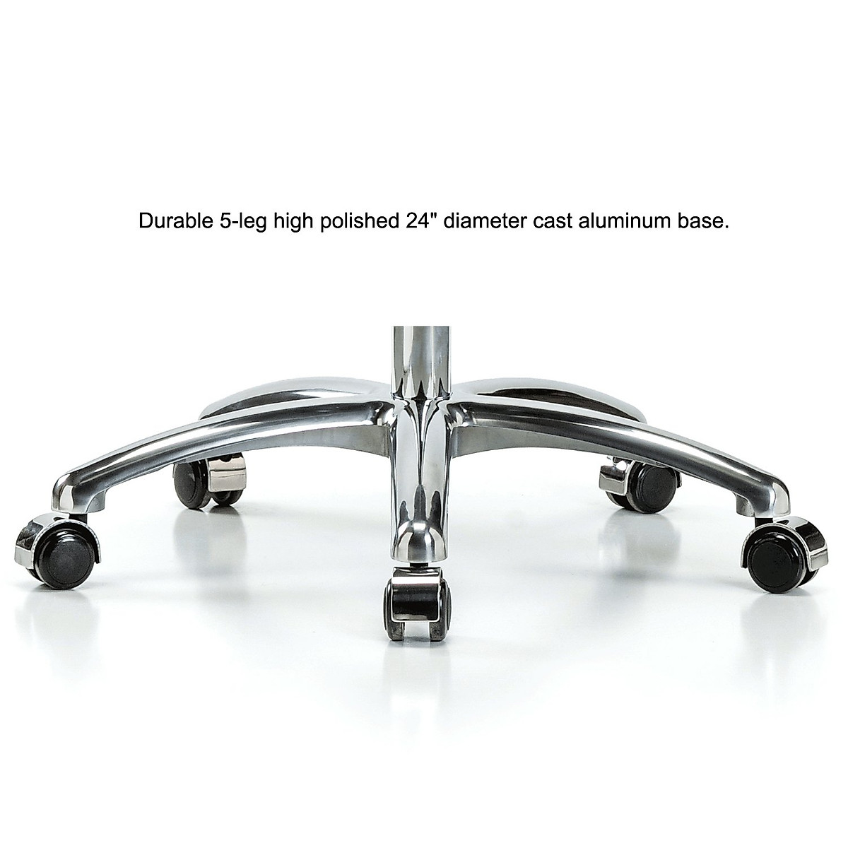 Perch Chrome Rolling Dental Stool Adjustable Height with Procedure Arm and Foot Ring for Carpet or Linoleum, Counter Height (Charcoal Vinyl)