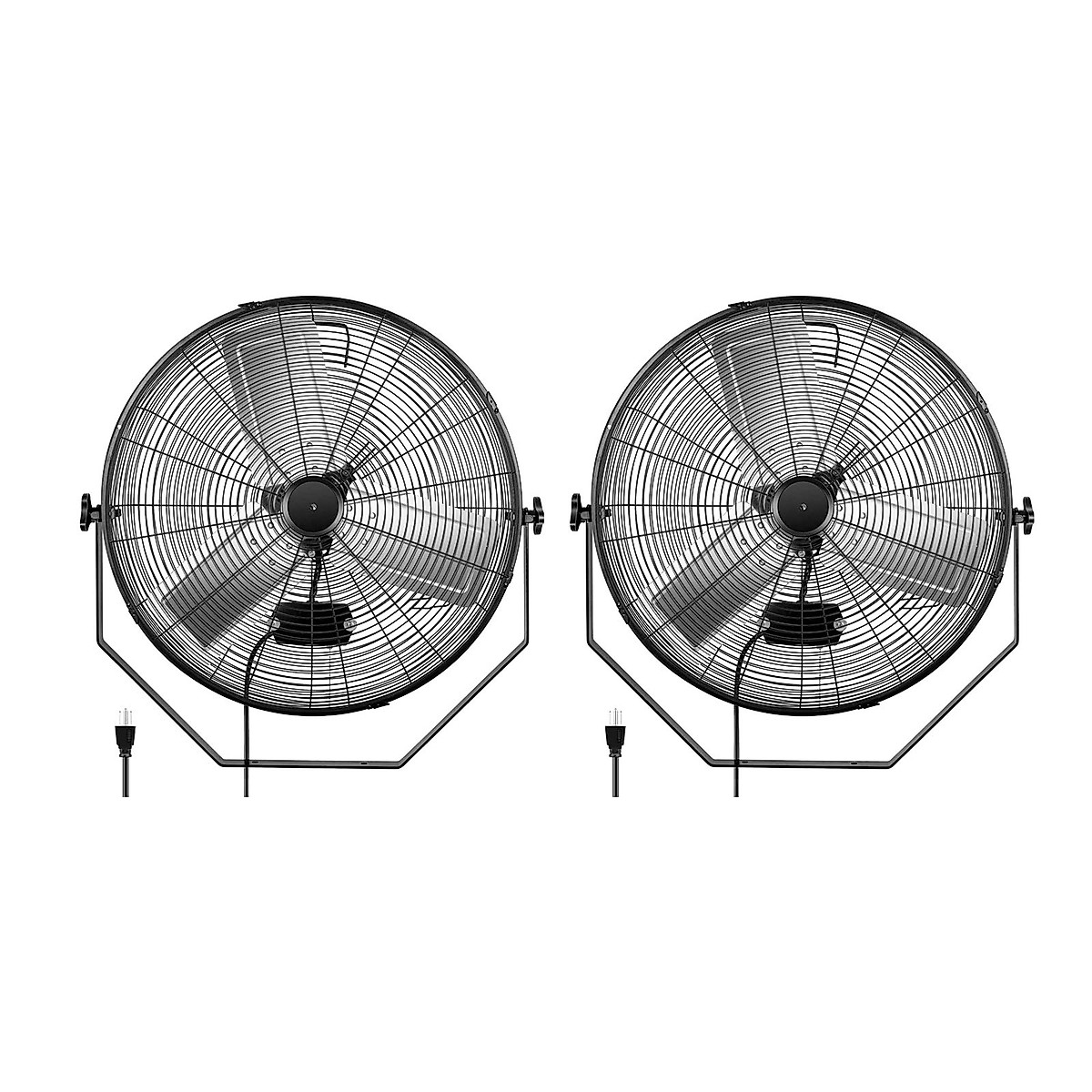 HealSmart 24 Inch Industrial Wall Mount Fan, 3 Speed Commercial Ventilation Metal Fan, 2 Pack