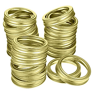 GOLDEN HARVEST 24 Pieces WIDE MOUTH Canning Jar Replacement Metal Rings Practical Screw Jar Bands Leak Proof Tinplate Metal Bands Rings, Compatible with Mason Jar (Gold)