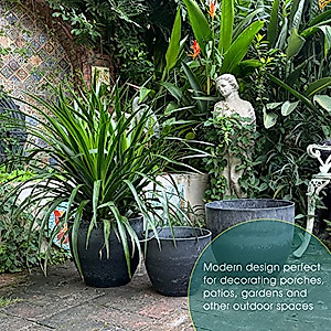 Fetanten Large Plant Pots Indoor, 14.5 Inch 12.5 Inch 10.5 Inch Resin Thicken Porch Outdoor Planter with Drainage Holes Plug for Plants Flowers and Tomato Vegetable Planting