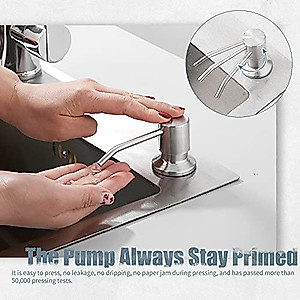 Kitchen Faucet with Soap Dispenser,Single Handle Faucet for Camper Farmhouse RV Kitchen Sink,Spring Kitchen Sink Faucets with Pull Down Sprayer and Deck Plate,Three-Function Spray Head, Brushed Nickel
