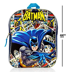 DC Comics Batman MINI Backpack Preschool Bundle ~ Batman School Supplies And 11 INCH School Bag With 300 Batman Stickers (Superhero School Supplies).