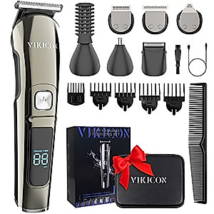 VIKICON Beard Trimmer for Men, All in 1 Mens Grooming Kit with Travel Case, IPX7 Waterproof Electric Razor Shavers, Hair Trimmer for Nose Mustache Face Body, Cordless Clippers, Gifts for Men, FK-8688T
