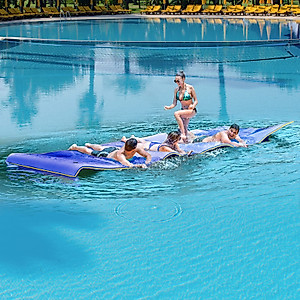 GLACER Floating Water Mat, Floating Water Pad, Tear-Resistant XPE Foam, 18’ x 6’ Large Float Pad, Large Swim Mat, Roll-up Pool Float Mat for Relaxing and Recreation, for Beach, Lake, Pool (Blue)