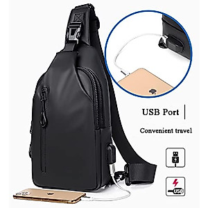 YYFRIEND Waterproof Sling Bag Travel Hiking Chest Bag Daypack, Crossbody Backpack with USB Charging Port