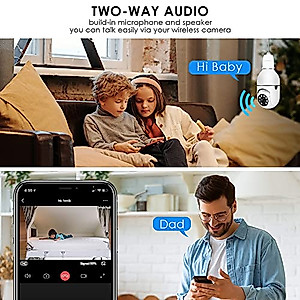 EVERSECU 4Pack HD 1080P Wireless Light-Bulb Security Camera, Work with 2.4ghz&5ghz WiFi, Motion Auto Tracking, 2 Way Audio, Spotlight Night Vision, E27 Screw-in CCTV Camera (4pcs)