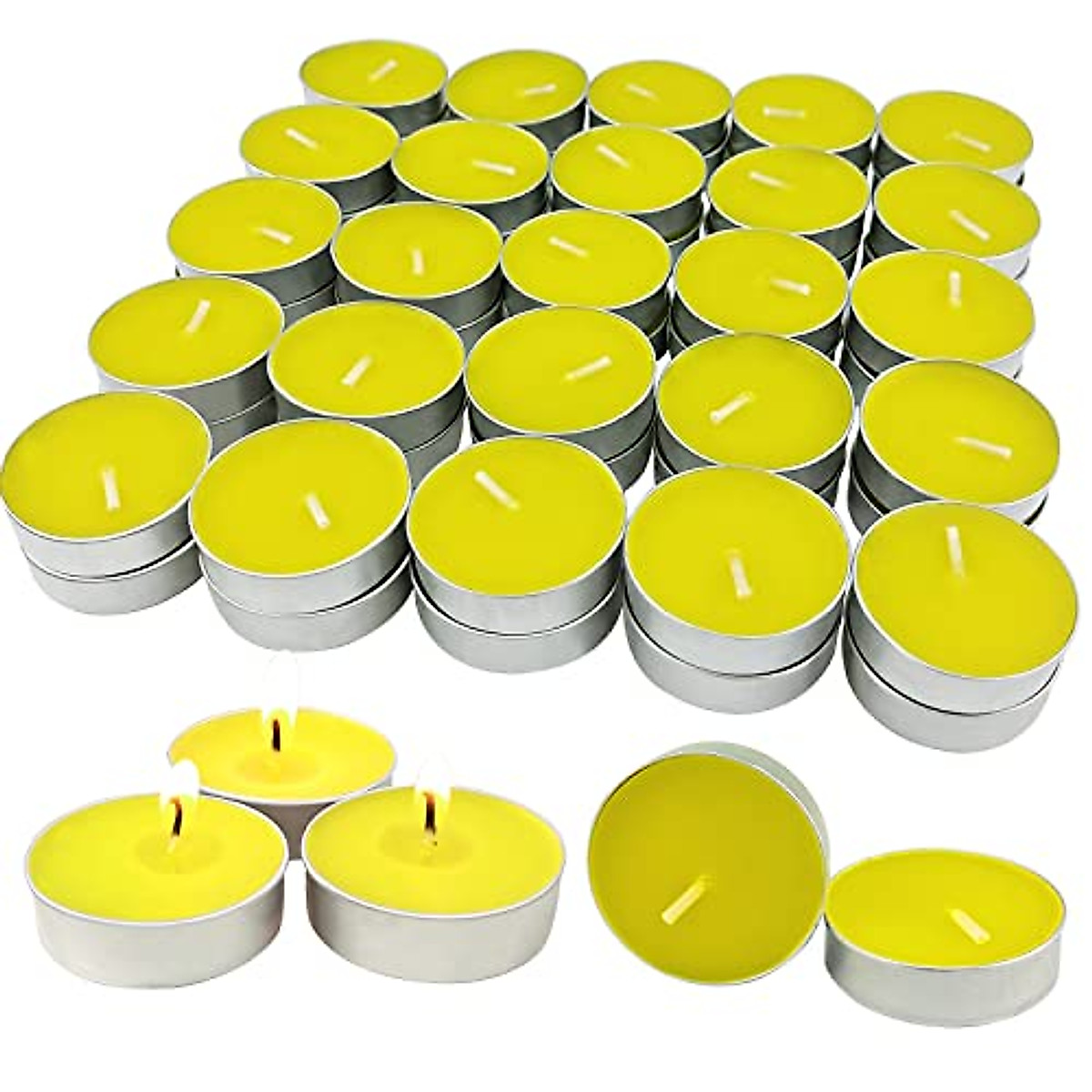 Citronella Tea Lights: NOSTOSON Citronella Tealights Candles for Indoor/Outdoor,4 Hour Burning Mini Candles-Pack of 50