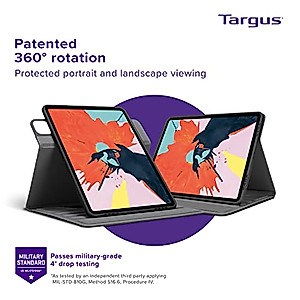 Targus VersaVu iPad Pro 12.9" Case for 6th Gen|5th Gen|4th Gen|3rd Gen iPad Pro (2022|2021|2020|2018) Premium iPad Pro Case with 360° Rotation, iPad Pro Case, Black iPad 12.9 Pro Case (THZ775GL)