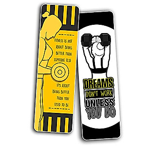 Creanoso Fitness Bookmarks (30-Pack) – Premium Gift Set – Awesome Bookmarks for Body Builders, Fitness Athletes, Men, Women – Six Bulk Assorted Bookmarks Designs – Cool Giveaways Set